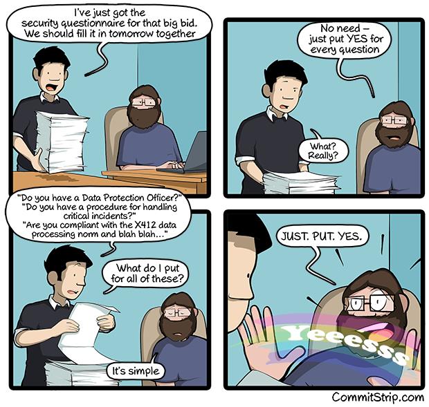 CommitStrip - Questionnaire de sécurité - Arfy'z tranche du Net