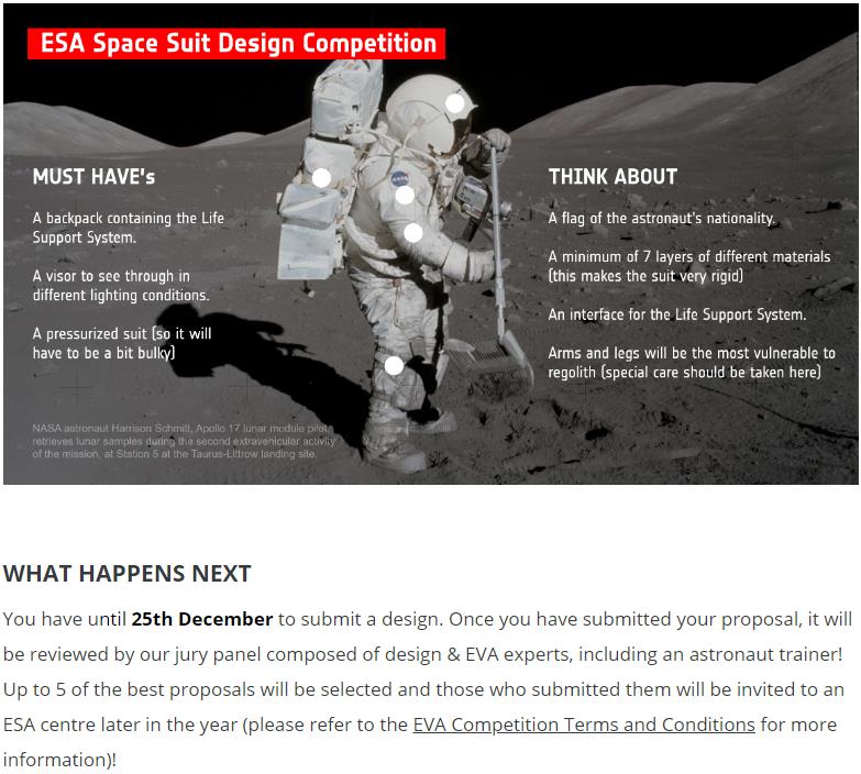 ESA - Concours "Dessinez un scaphandre spatial" - Arfy'z tranche du Net