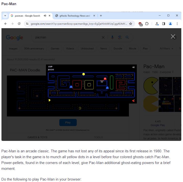 ghacks - The 10 best hidden Google Games that you can play in your ...