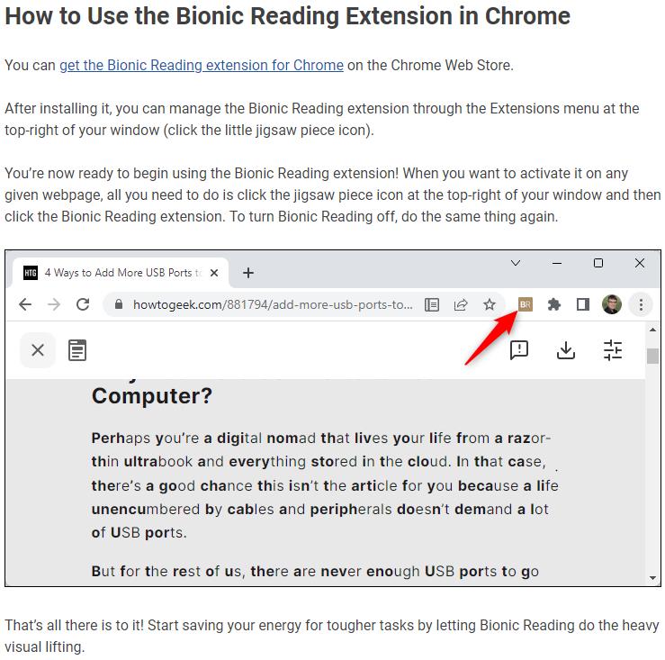 howtogeek - Why You Should Use Bionic Reading in Chrome (or Any Browser) - Arfy'z tranche du Net