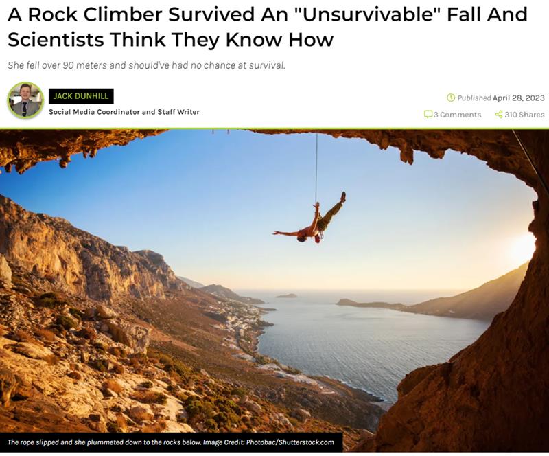 iflscience - A Rock Climber Survived An "Unsurvivable" Fall And ...