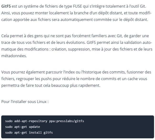 Korben - GitFS – Un système de fichiers basé sur Git - Arfy'z tranche du Net