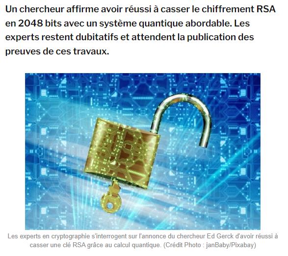 LMI - La clé RSA-2048 cassée par un système quantique ? - Arfy'z ...