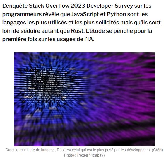 LMI - Rust, langage le plus prisé des développeurs - Arfy'z tranche du Net