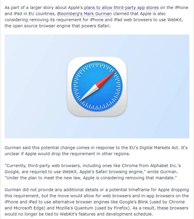 macrumors - Apple Considering Dropping Requirement for iPhone Web ...