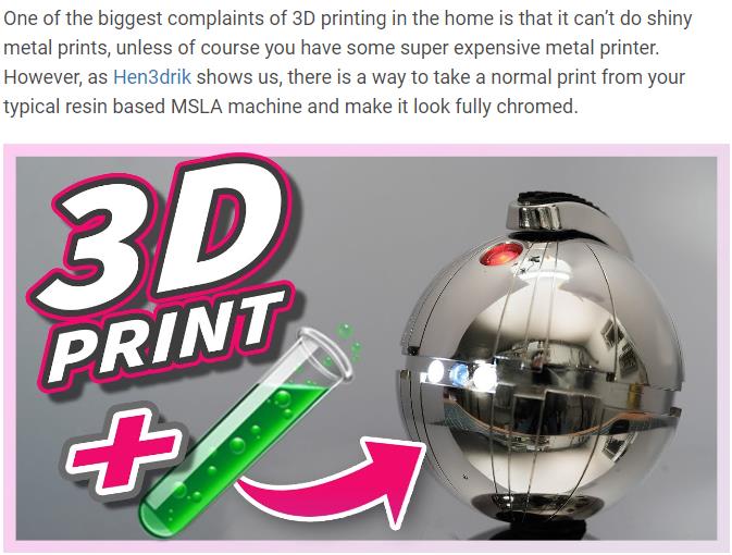 makezine - Electroplating 3D Prints For Perfect Faux Chrome - Arfy'z ...