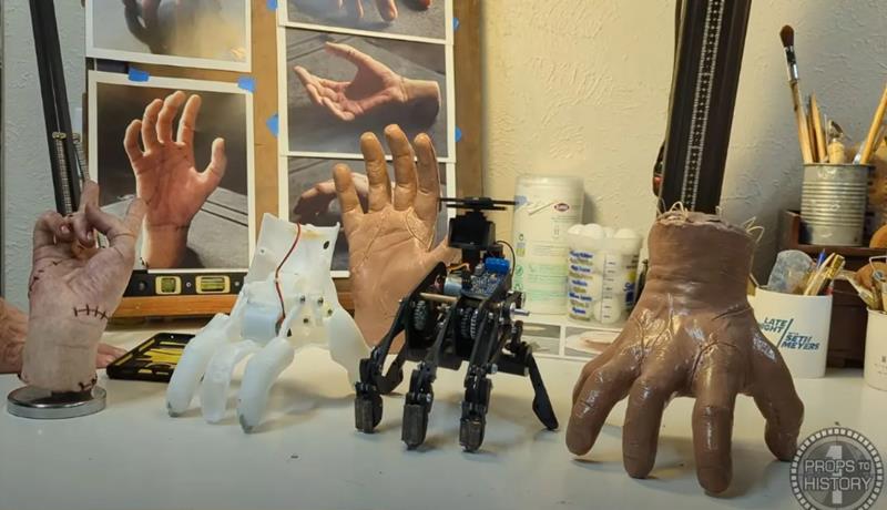 makezine - A Closer Look at the Fully Animatronic Version of the Hand From Netflix’s Wednesday ...