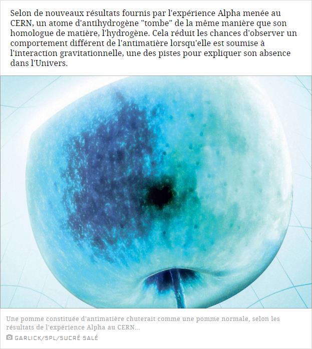 scienceetavenir - Selon une expérience du CERN, l'antimatière "n'antigravite" pas... - Arfy'z ...