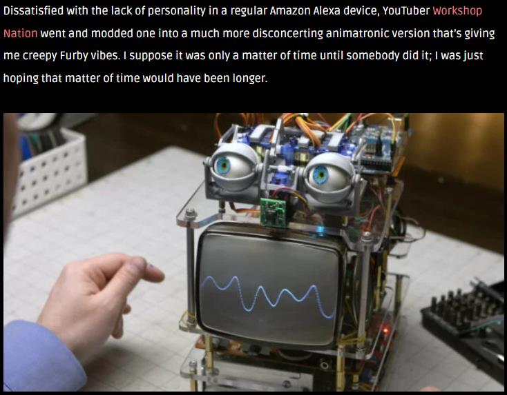 technabob - Modding an amazon alexa into a furby-like animatronic robot - Arfy'z tranche du Net